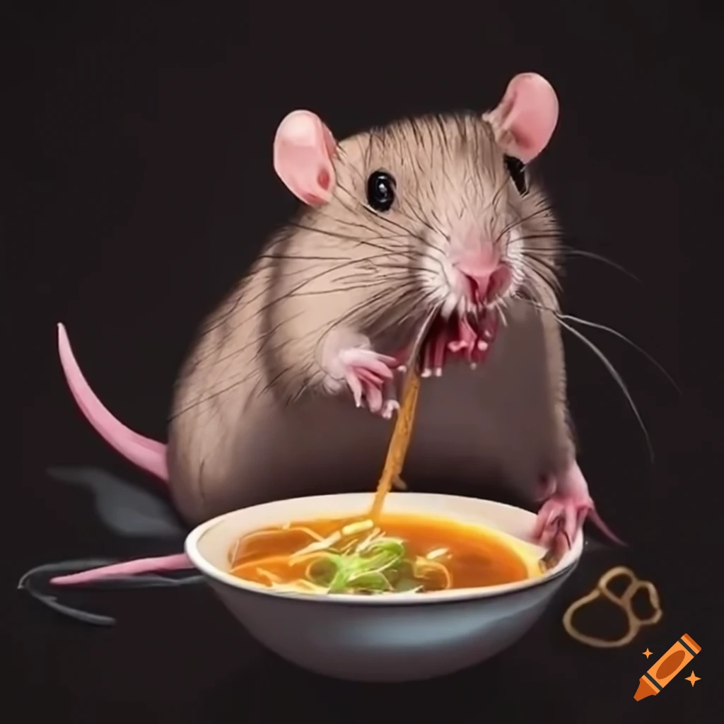 Rat enjoying a bowl of ramen