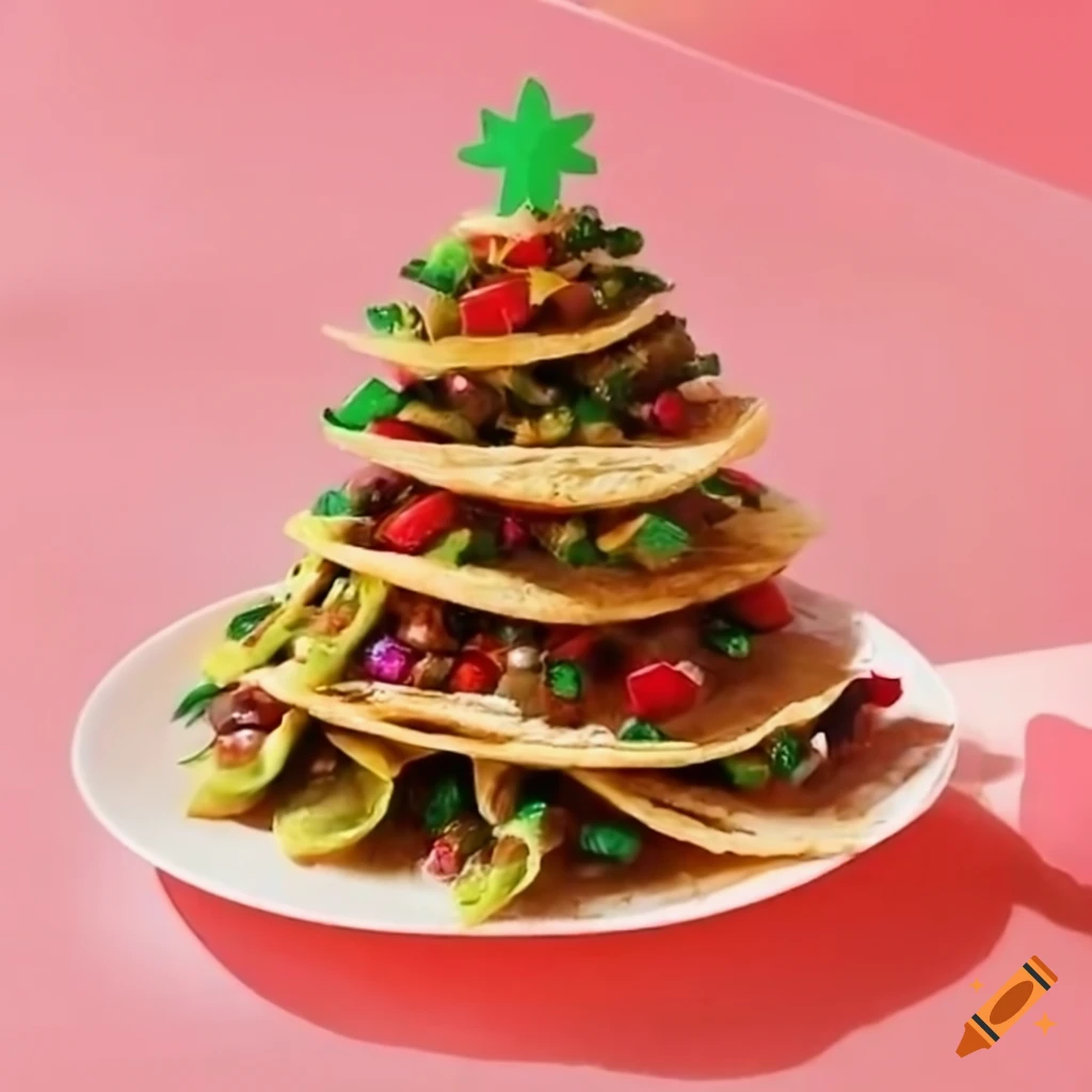 Festive tacos with mini Christmas trees on Craiyon
