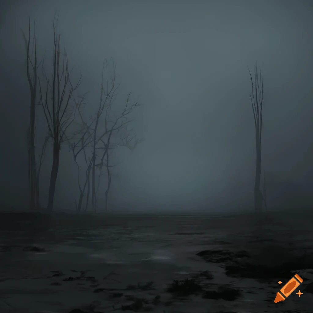 Vintage degraded photo of eerie post-apocalyptic landscape at dusk on ...