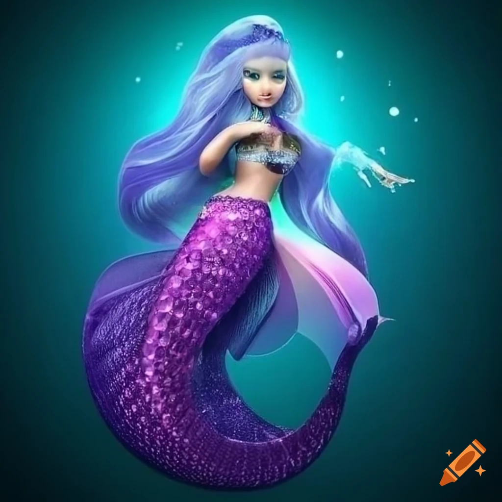 Hyper-realistic artwork of a mermaid with emerald and diamond scales on ...