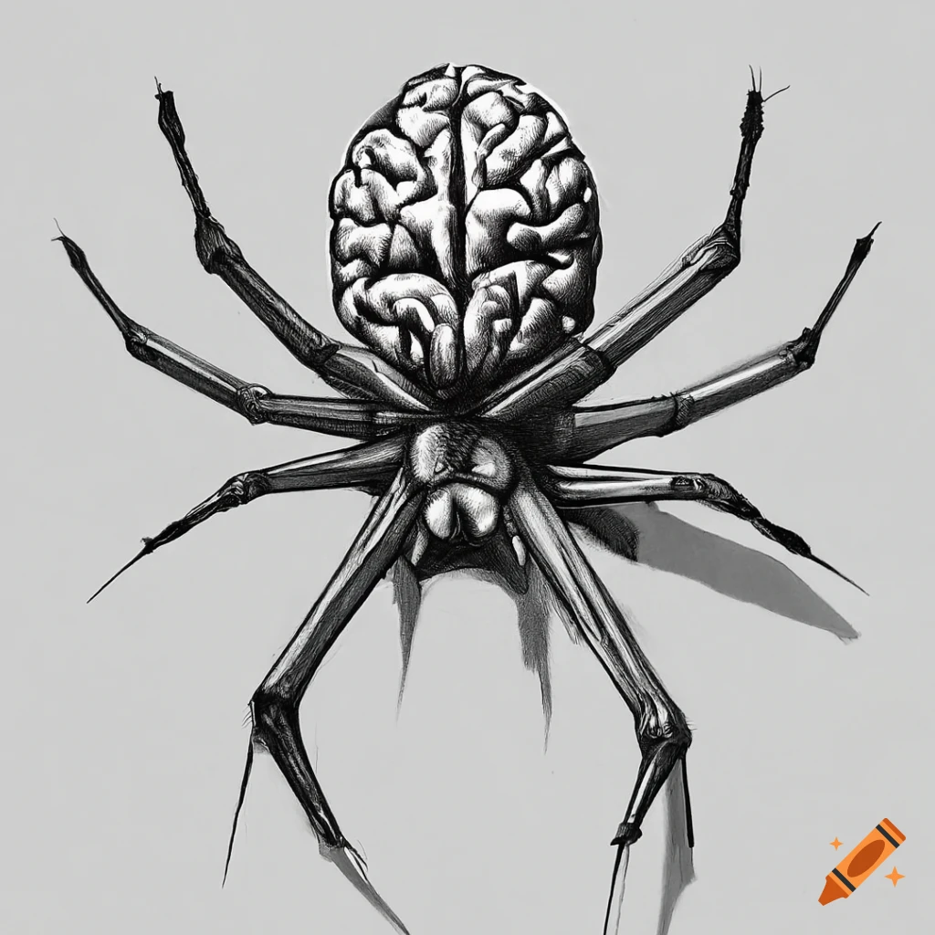 Detailed ballpoint pen drawing of a spider on its web on Craiyon