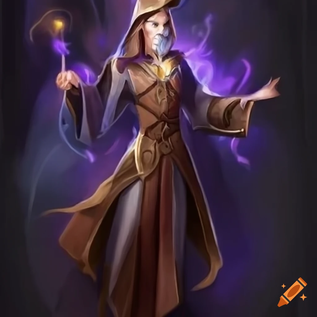 Illustration of a wizard with a monocle and staff