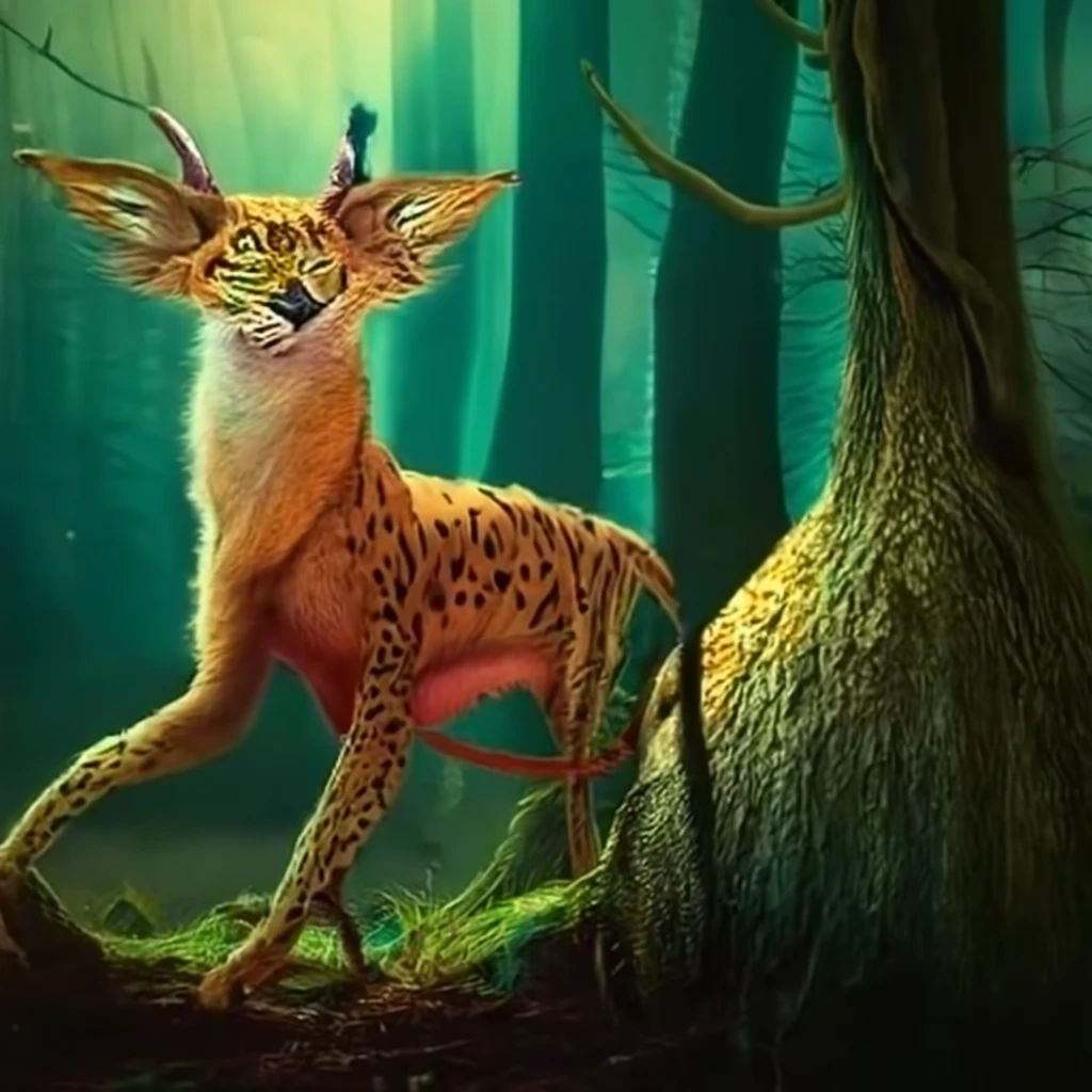 Image of a magical forest with animal hybrids on Craiyon