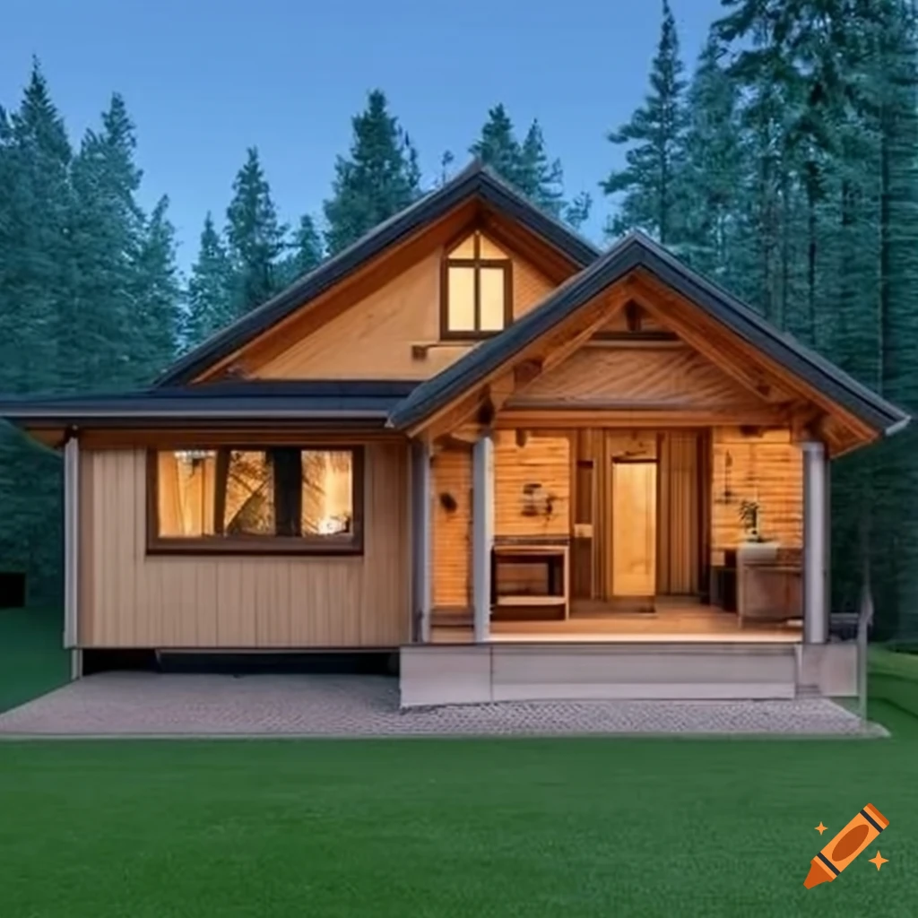 Beautiful two-story red house with landscape design