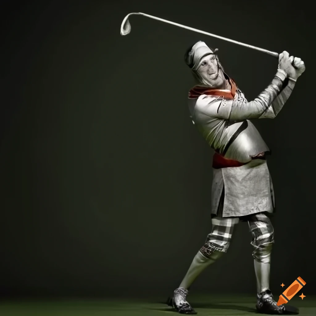 Image of a knight playing golf