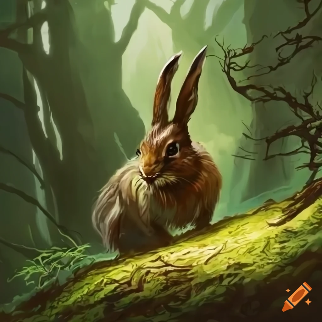 Detailed artwork of a forest rabbit in a magical setting on Craiyon