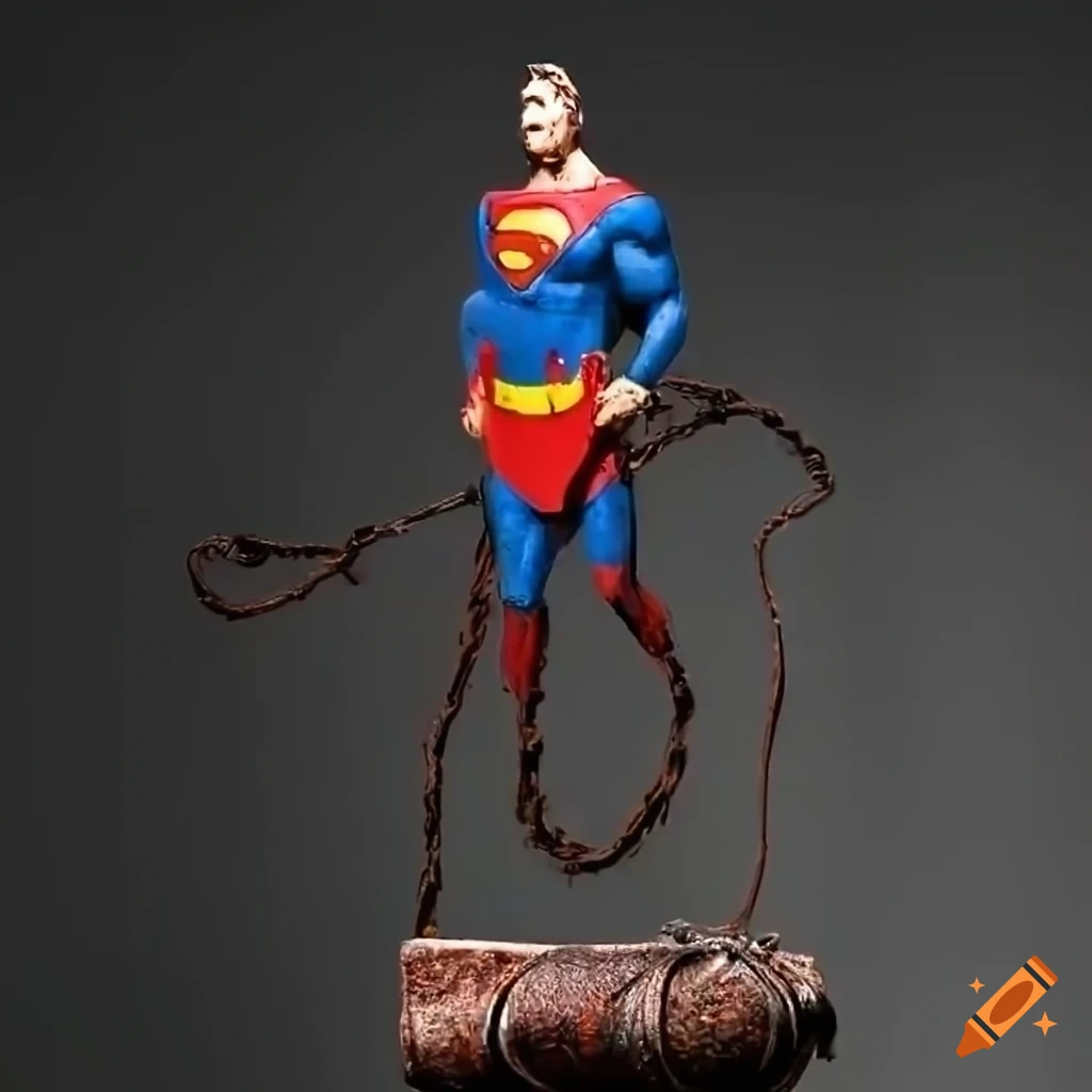Amazing Superman sculpture made of recycled objects on Craiyon