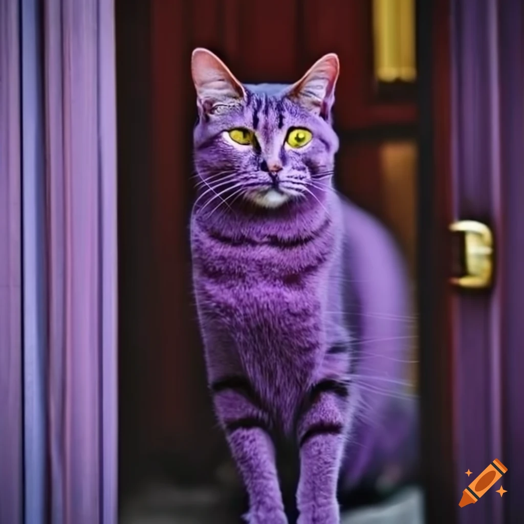 Purple cat with black iris on Craiyon