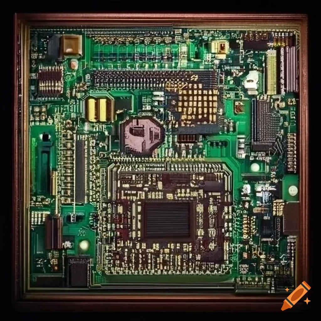 Hyper-realistic artwork of a printed circuit board on Craiyon