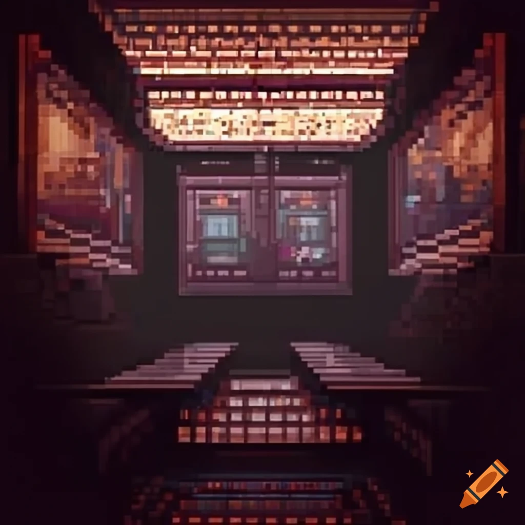 Pixel art of a stylish bar interior on Craiyon