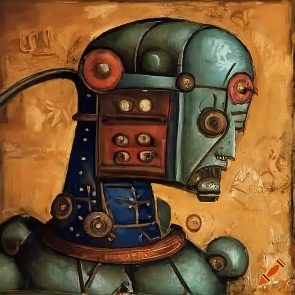 Medieval painting of a robot