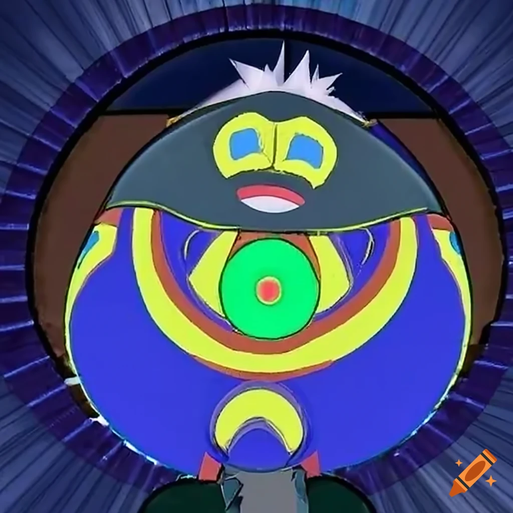 Portrait of dillon e.t. with concentric circles on his face