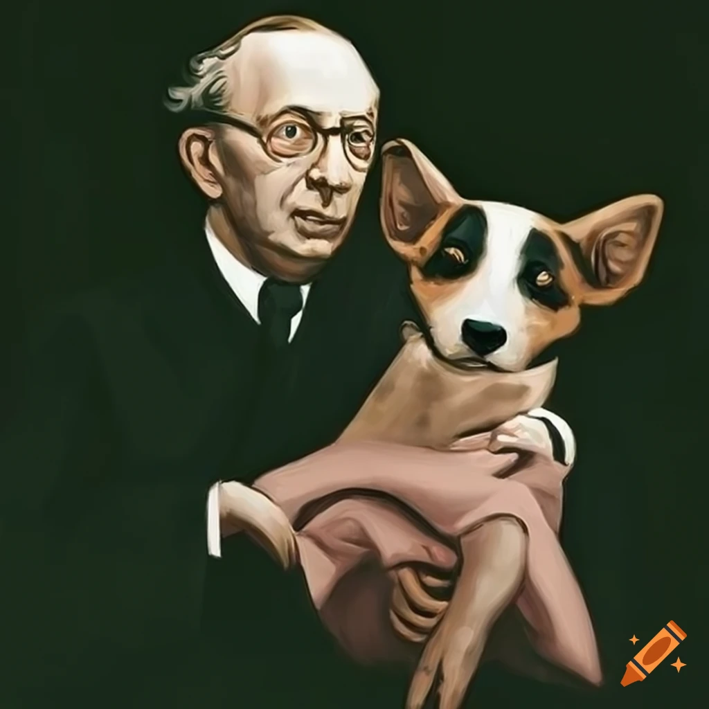 Dog cubism art inspired by rachmaninoff