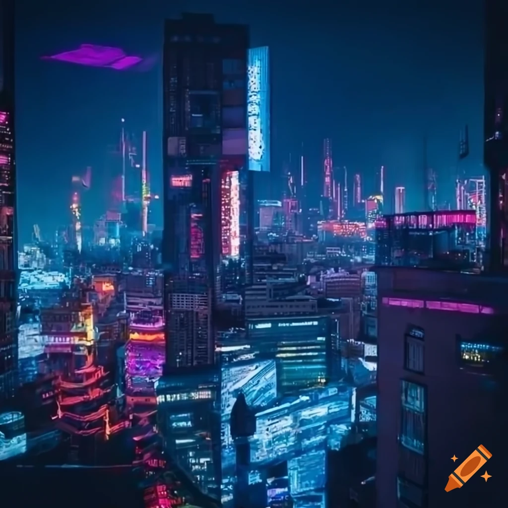 Cyberpunk city in a glass dome with neon lights on Craiyon