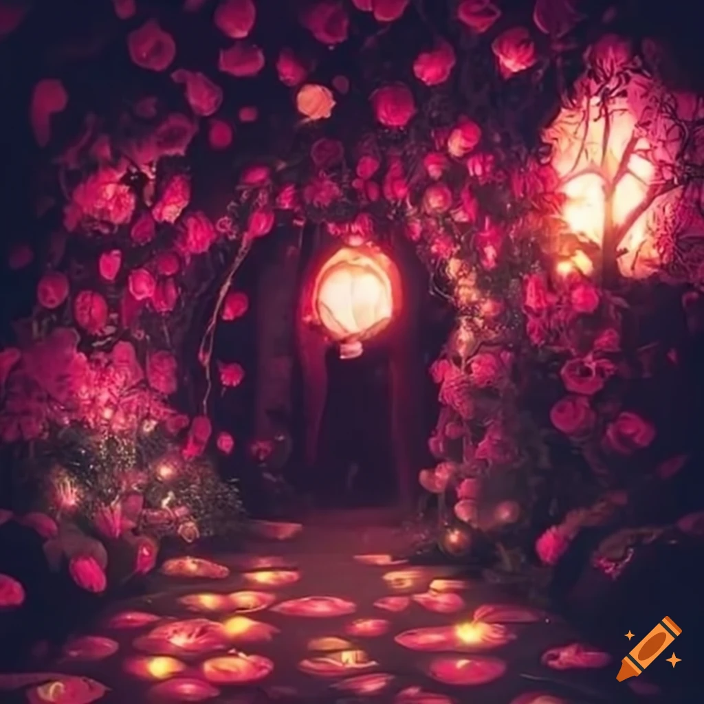 Glowing roses in an enchanted garden on Craiyon