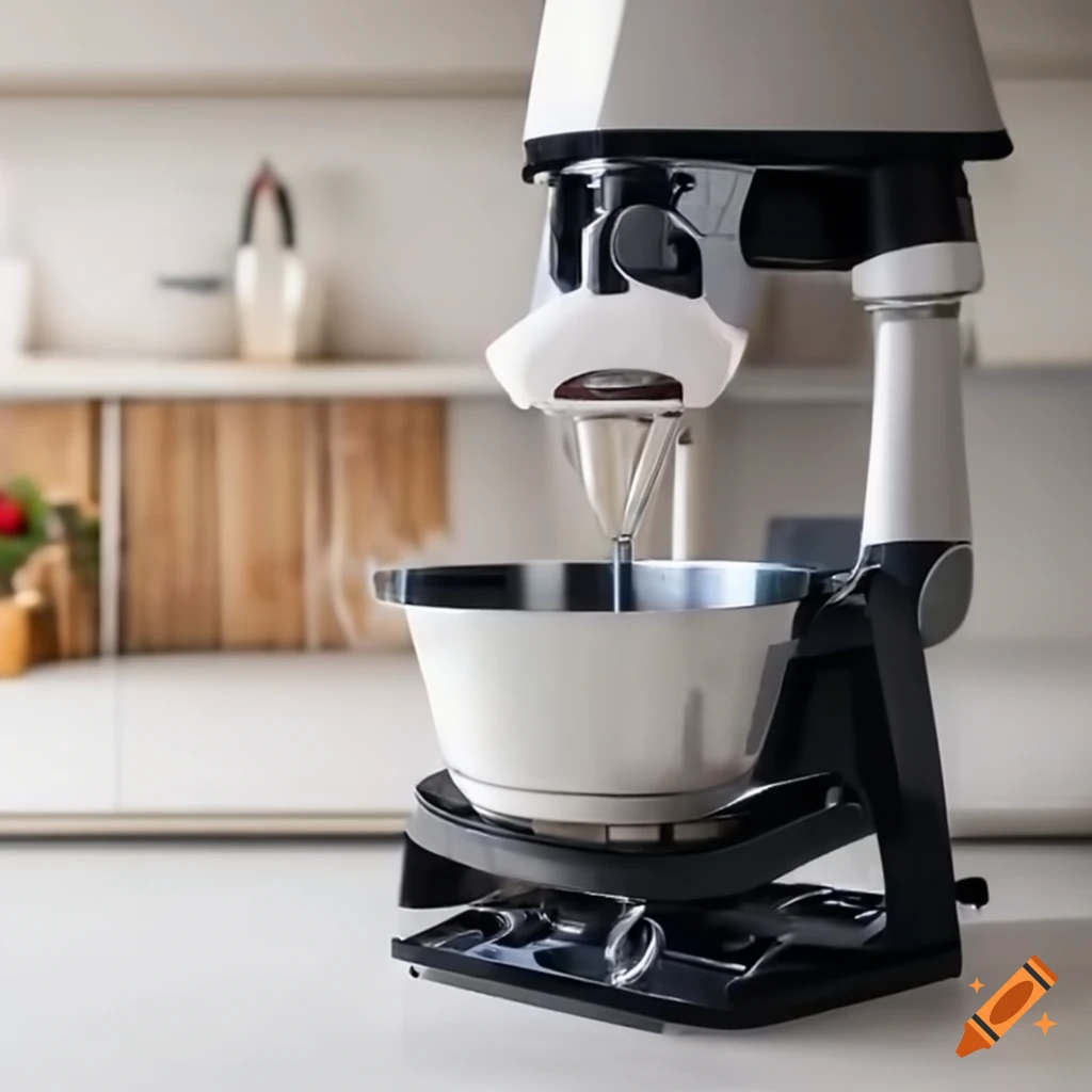 Robot with a stirrer cooking a stir-fry dish on Craiyon