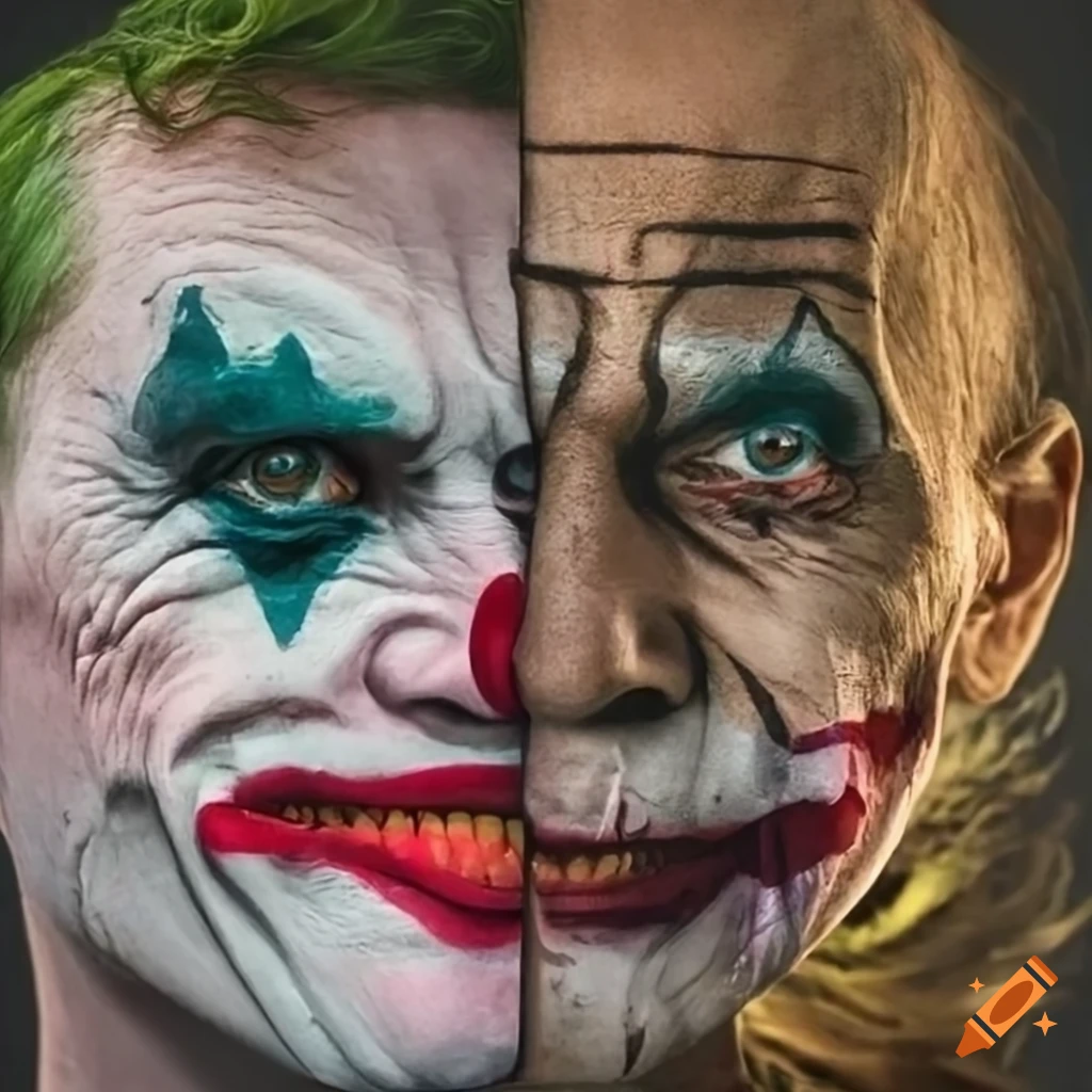 Split-face poster of joker on Craiyon
