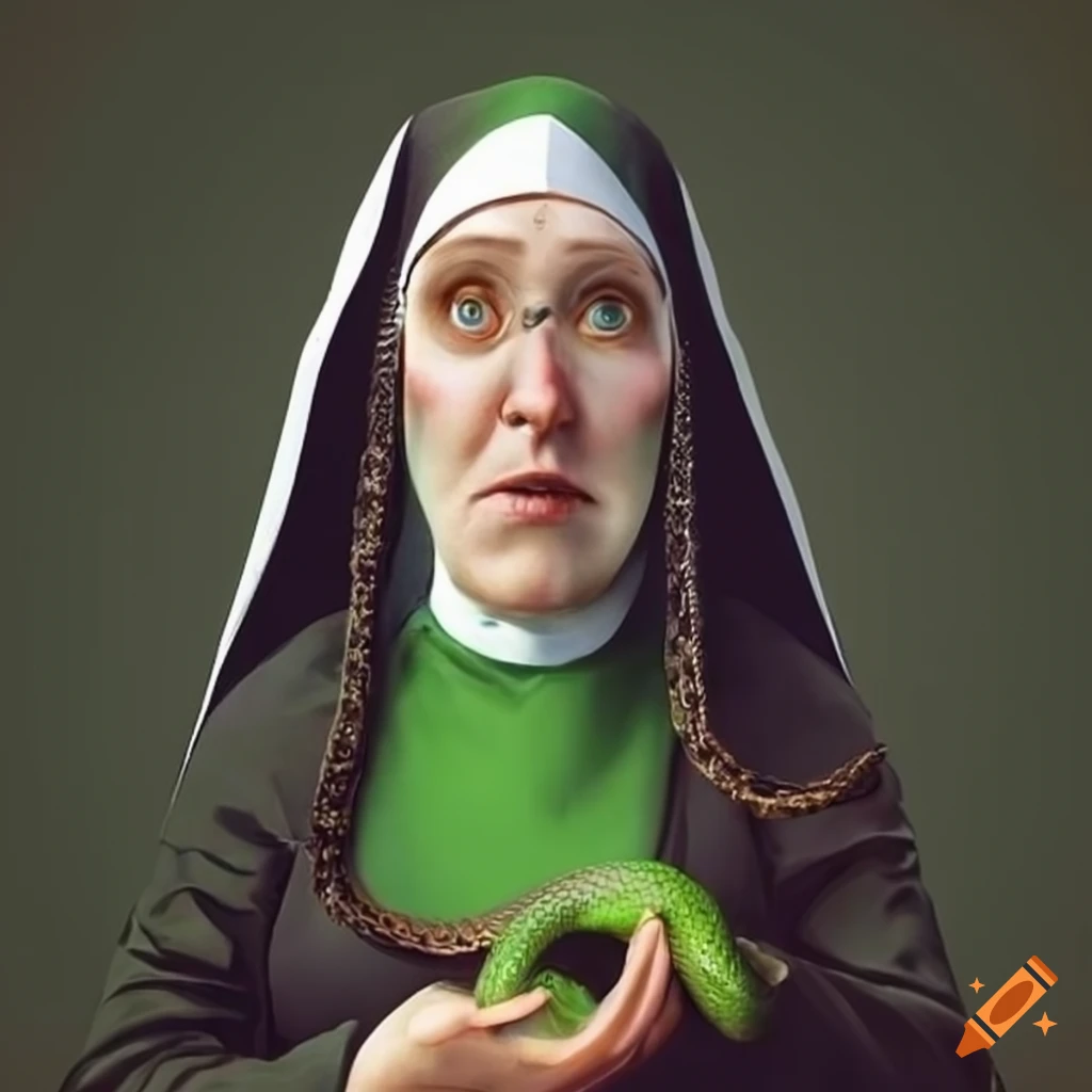 Colorful Image Of A Nun Holding A Snake On Craiyon colorful-image-of-a-nun-holding-a-snake-on-craiyon