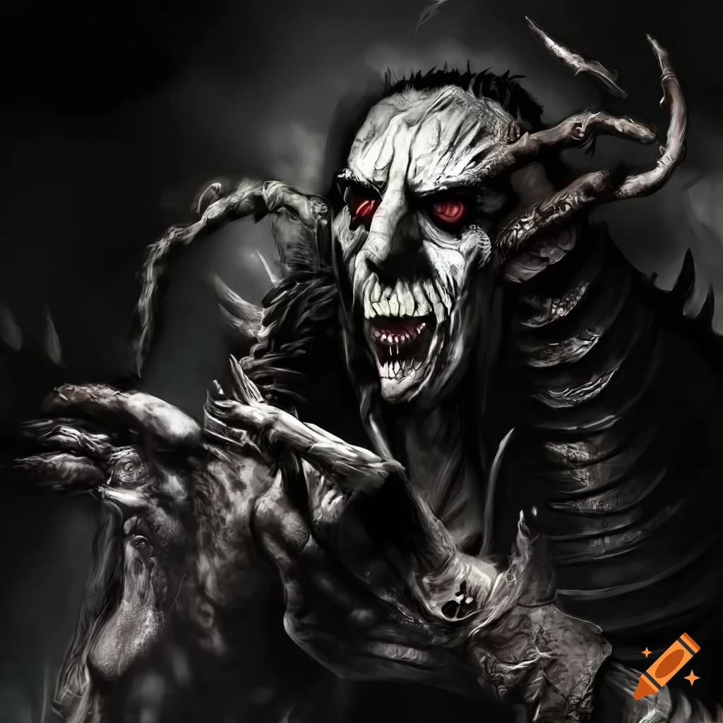 Detailed metal album art with demon and fire on Craiyon