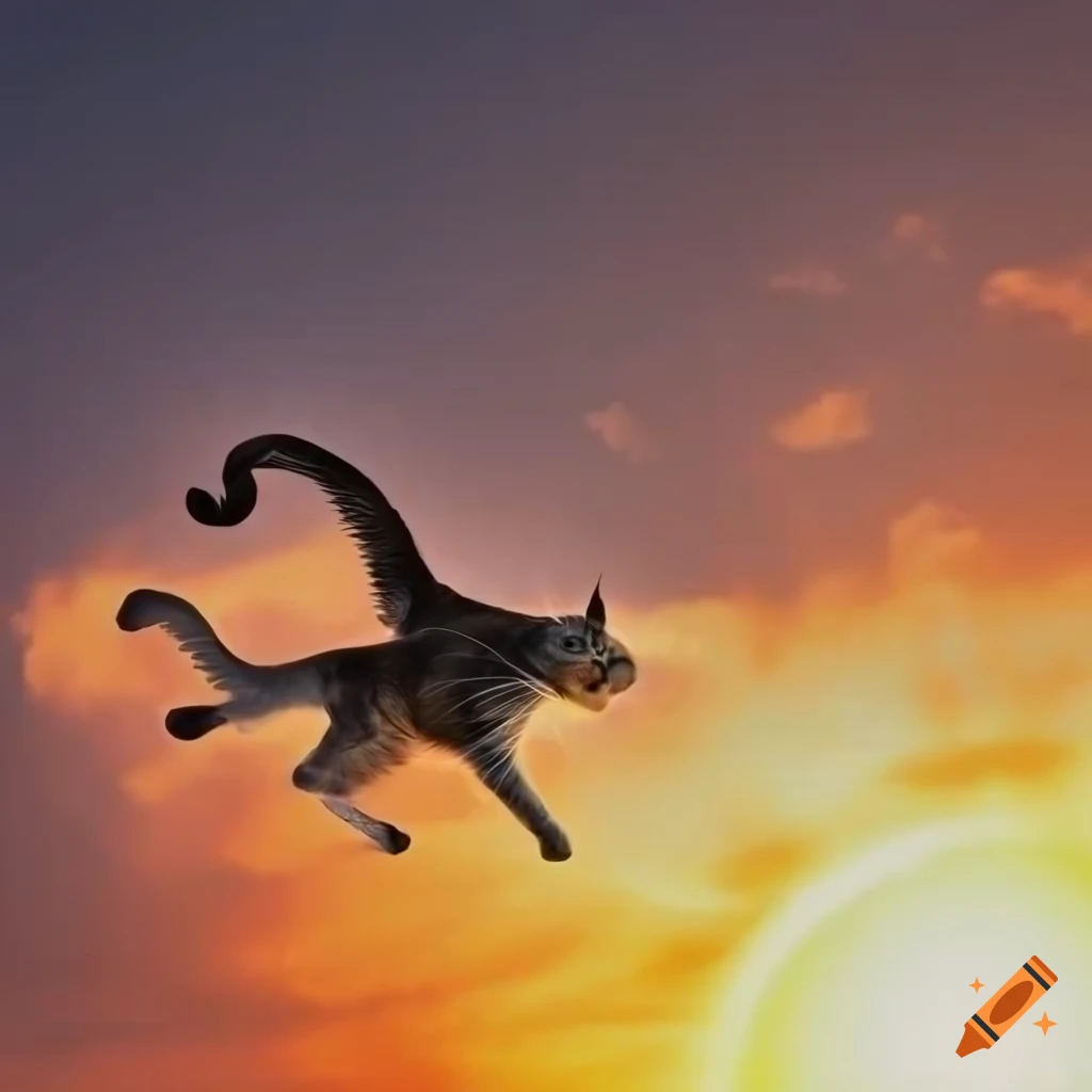 Sky with a flying cat on Craiyon