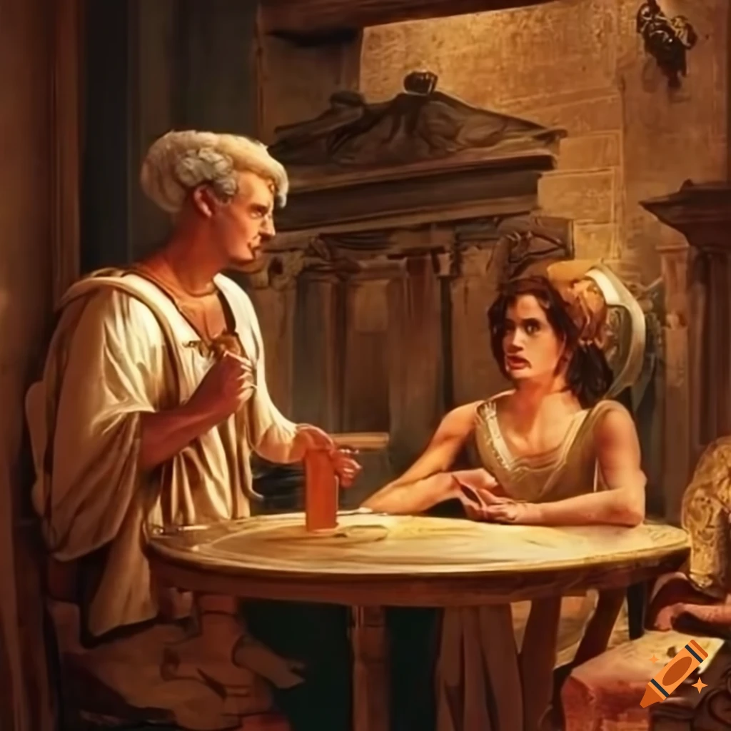 Ancient roman bar with authentic furniture on Craiyon