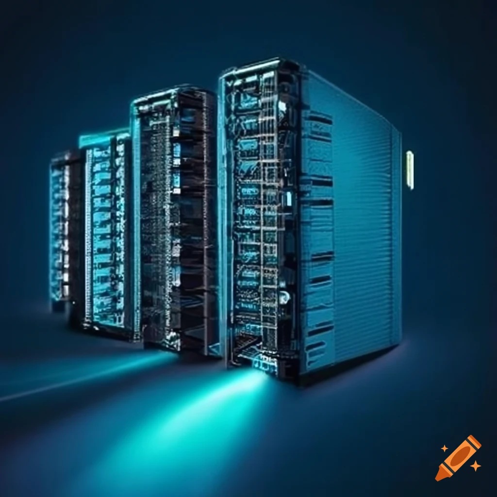Illustration of a storage array with flash drives on Craiyon