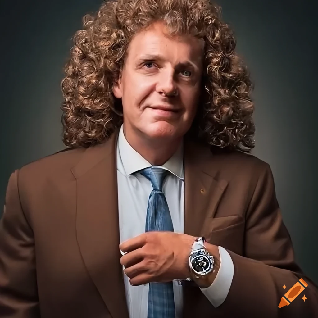 Portrait of a male politician with long curly hair on Craiyon