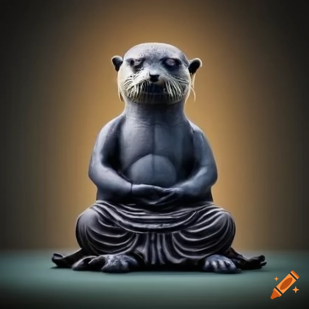 Artistic depiction of buddha as an otter