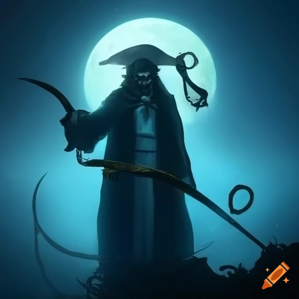 Ghostly pirate captain on a shipwrecked night