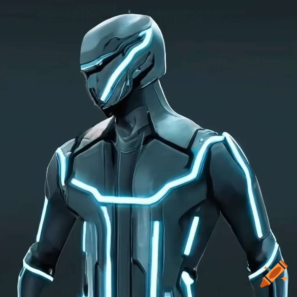 Image of a man wearing Tron armor on Craiyon