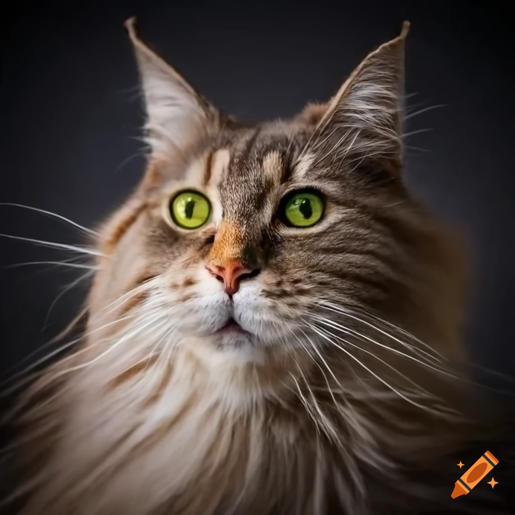 Maine coon cat in a russian military uniform