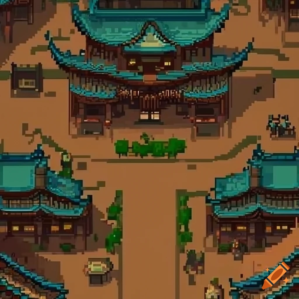 Pixel art of an ancient chinese city on Craiyon
