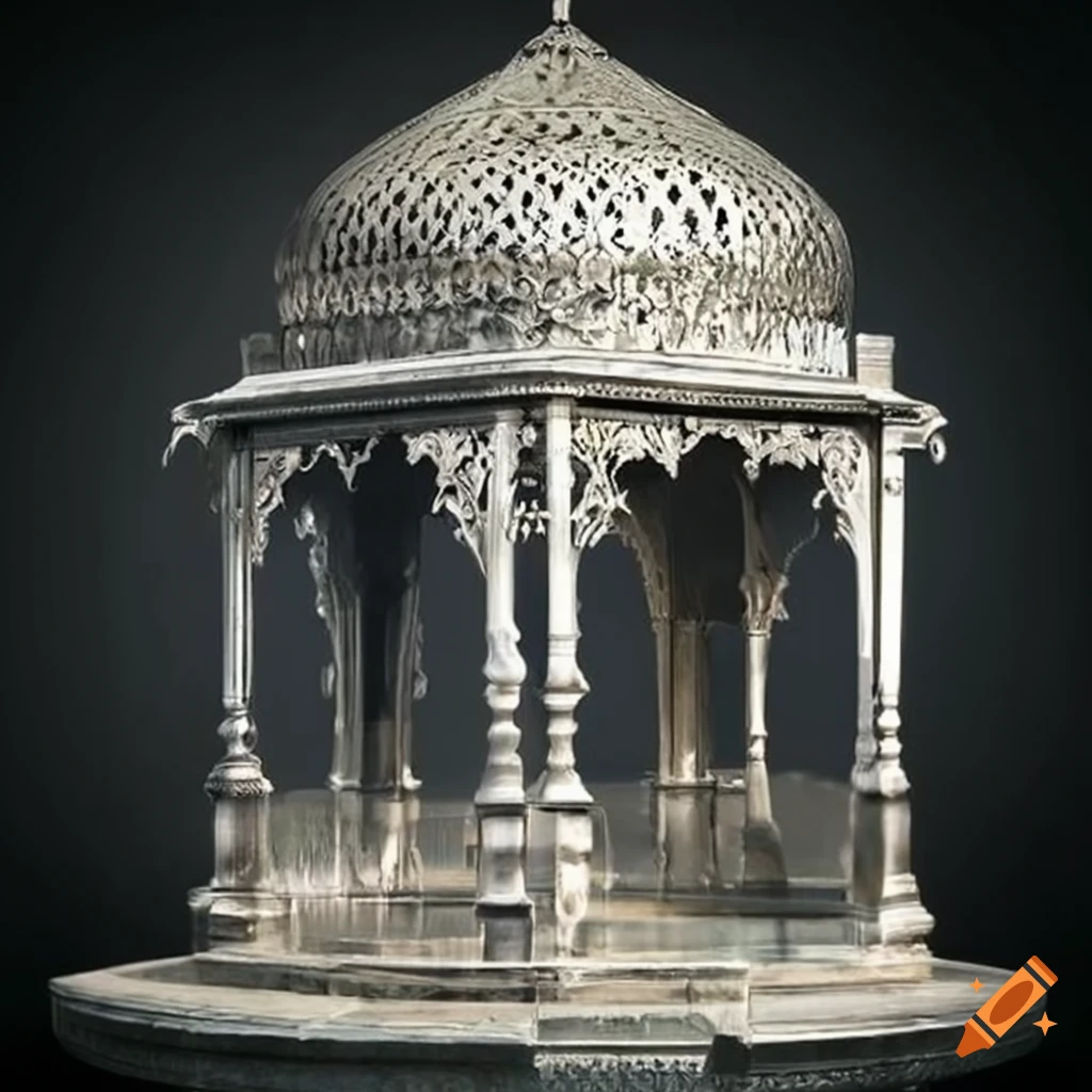 Ornamental silver gazebo in Islamic style on Craiyon