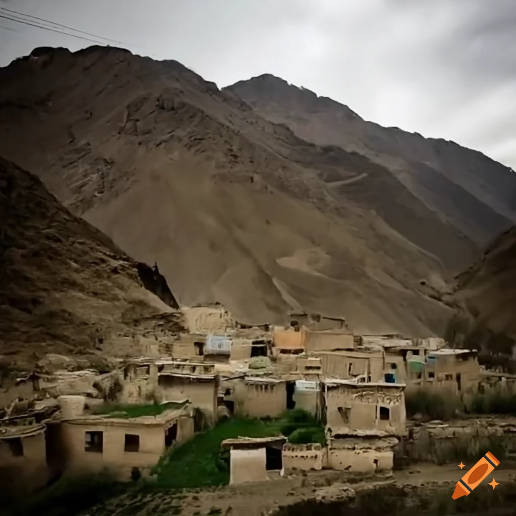 Picture of an afghani village nestled in the mountains