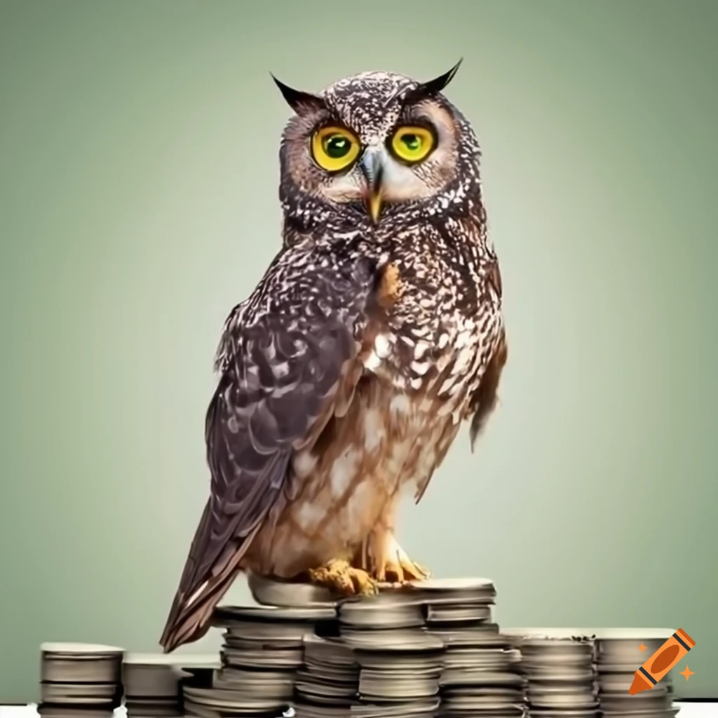 Technologically advanced owl with money on Craiyon