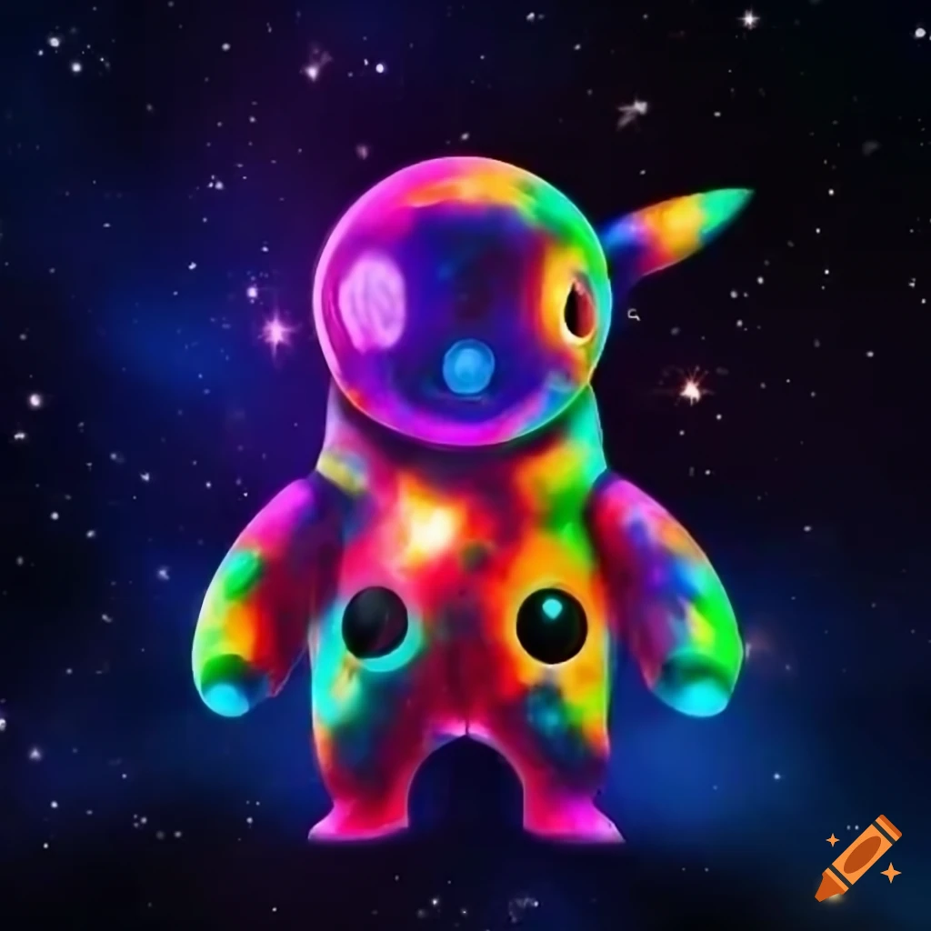 Psychedelic astronaut pokemon floating in space on Craiyon