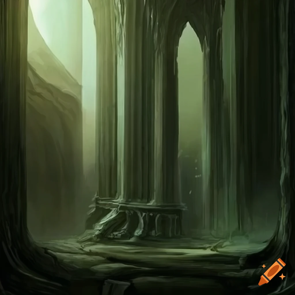 Dark and mysterious art of a giant hall with echoing chambers on Craiyon