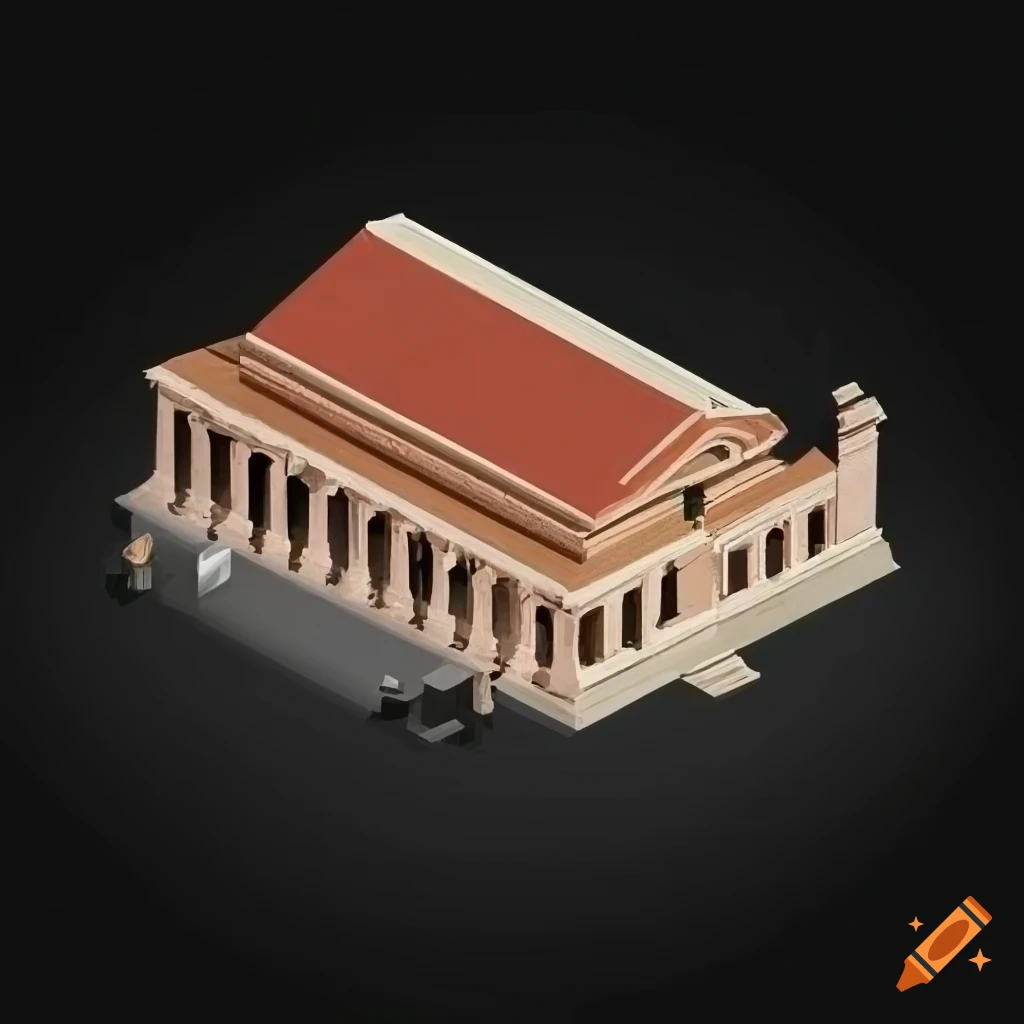Isometric view of a roman house in volubilis
