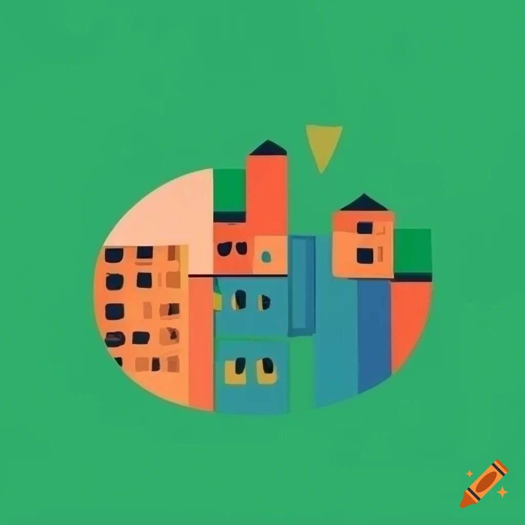 Minimalistic drawing of a sustainable community on Craiyon