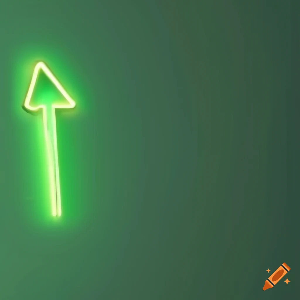 Vibrant green neon arrow pointing to upper left