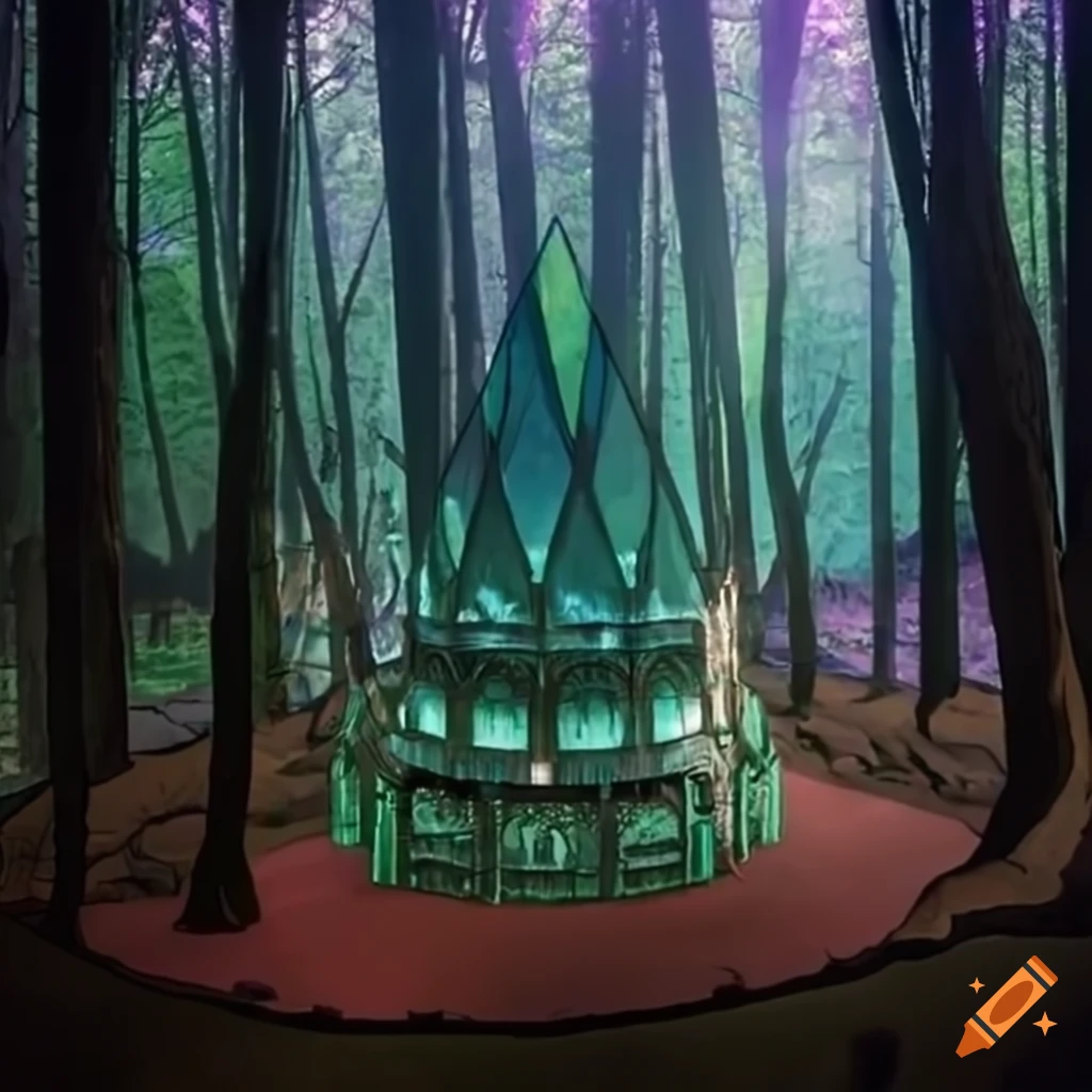 Steven universe crystal temple in the forest on Craiyon