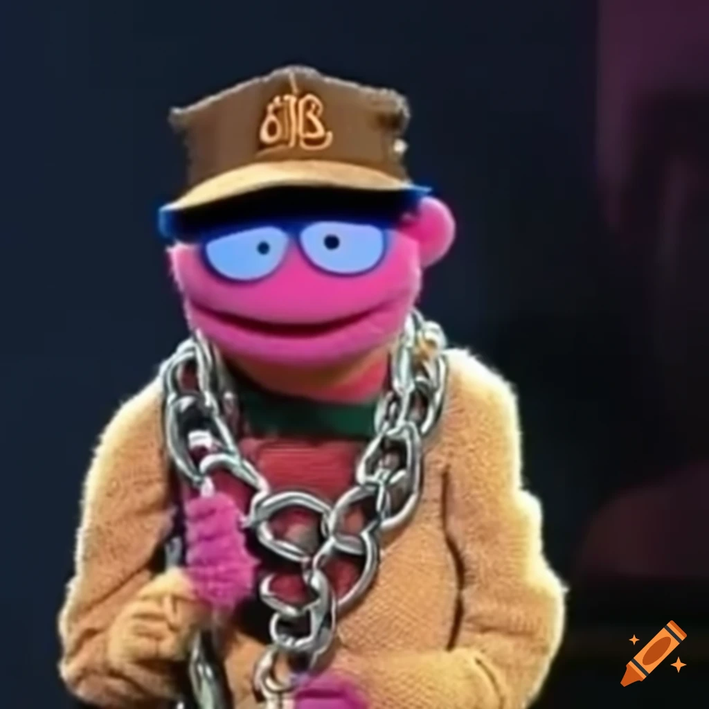 Image of a muppet rapper with chains and sunglasses