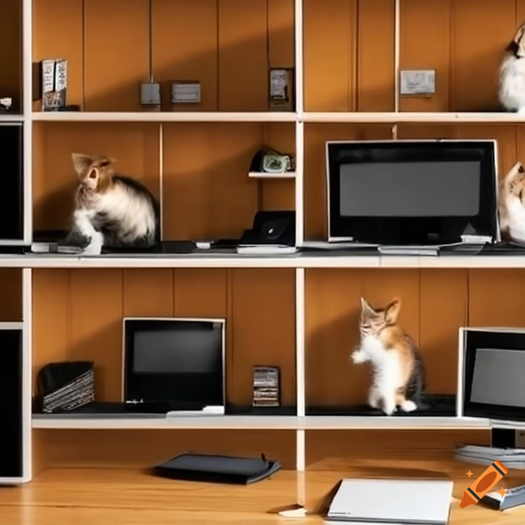 Office space filled with cats on Craiyon