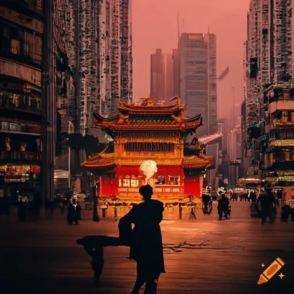 Cityscape of hong kong at night