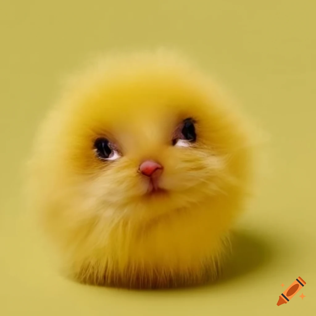 Adorable fluffy yellow puppy with big eyes