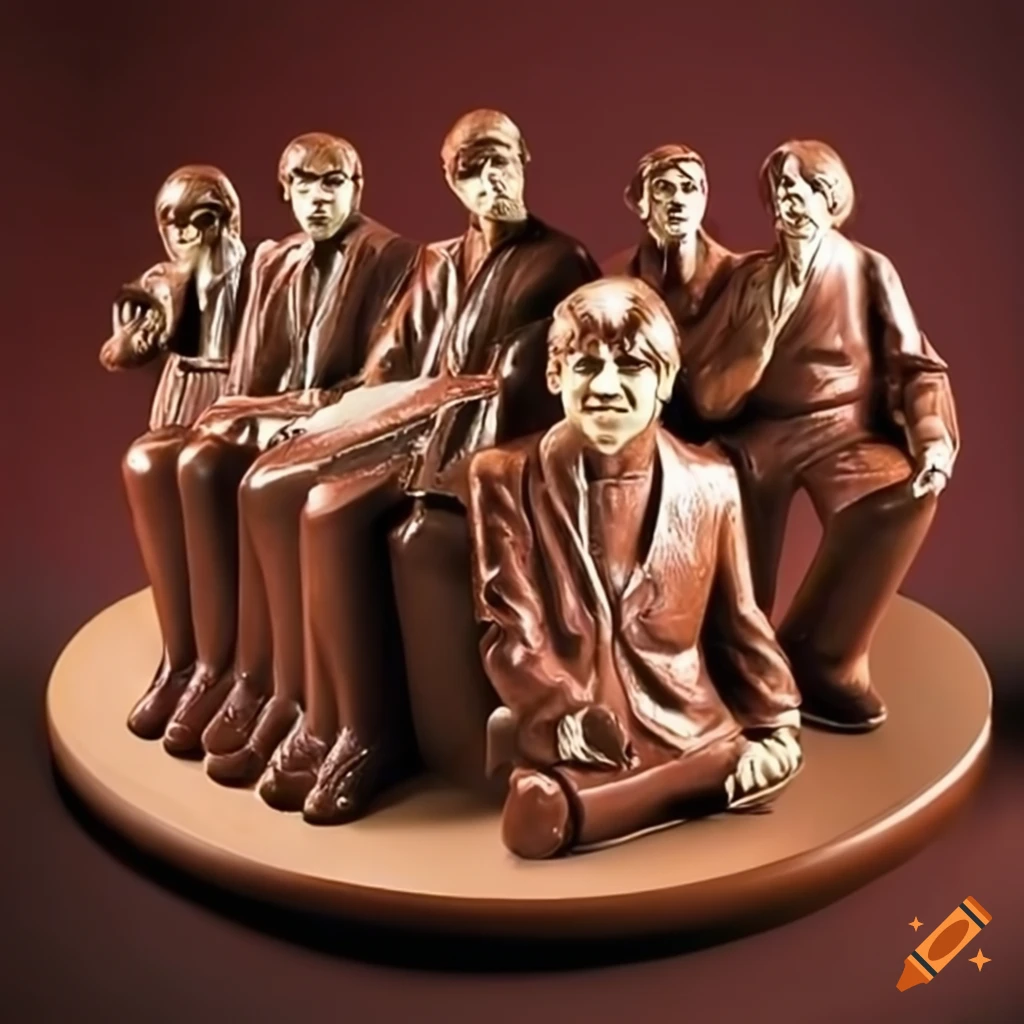 Chocolate sculpture of the beatles as album cover