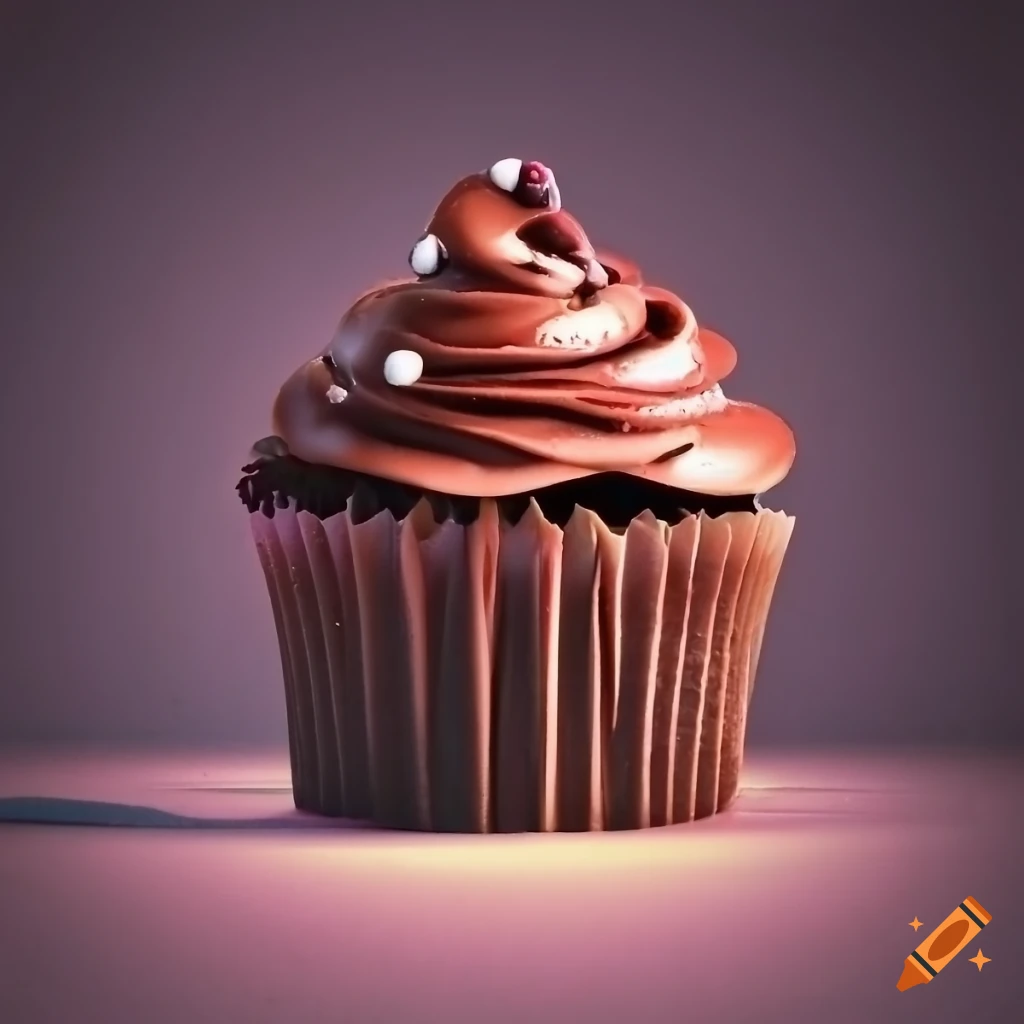 3d cupcake with chocolate sponge cake