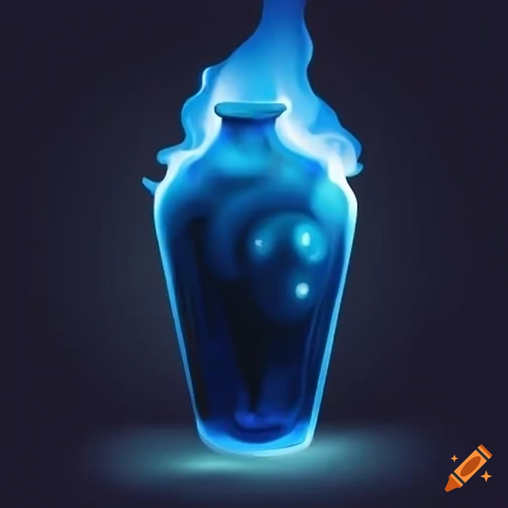 Magic flask on a pedestal in a fantasy temple on Craiyon