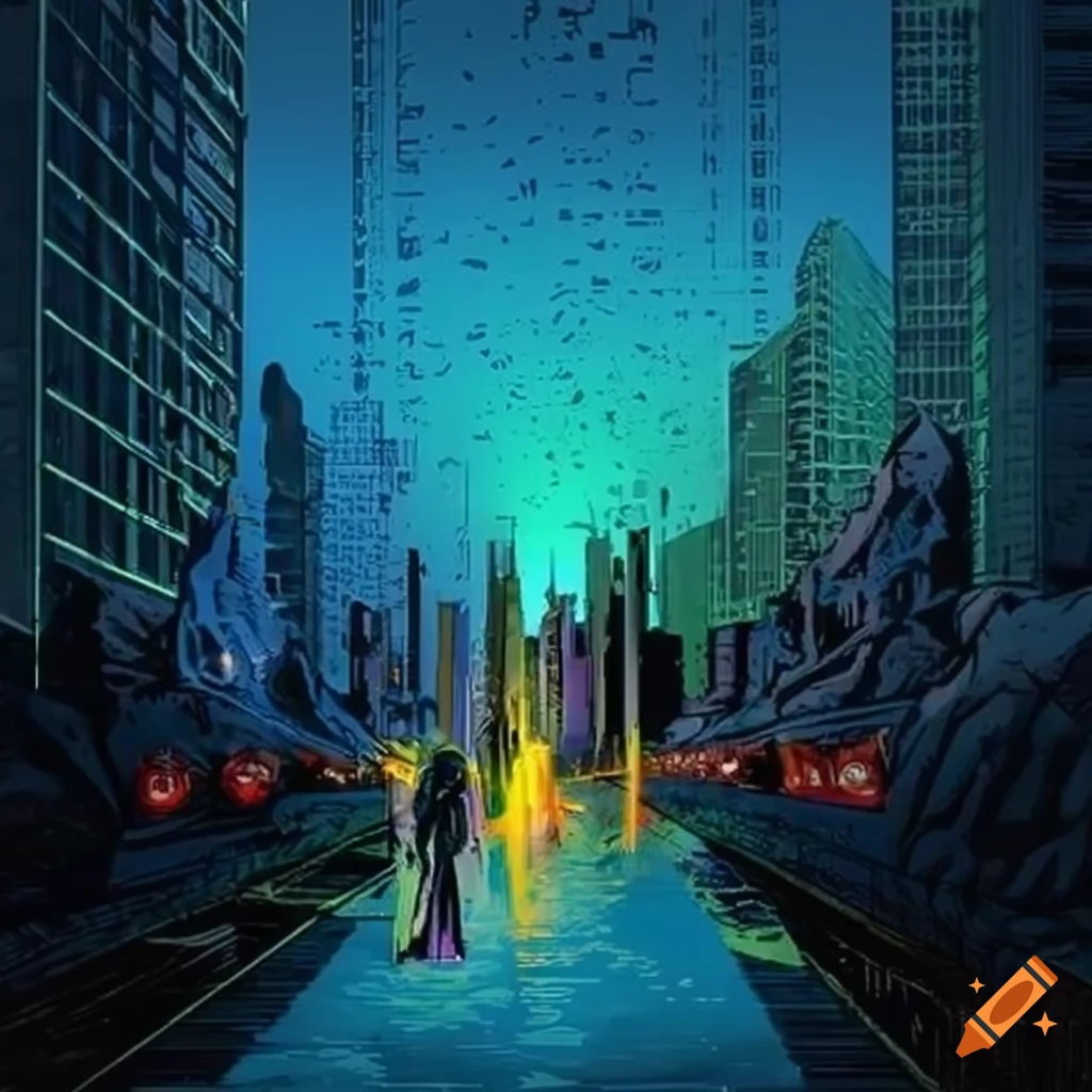 Dynamic and colorful comic book cover on Craiyon