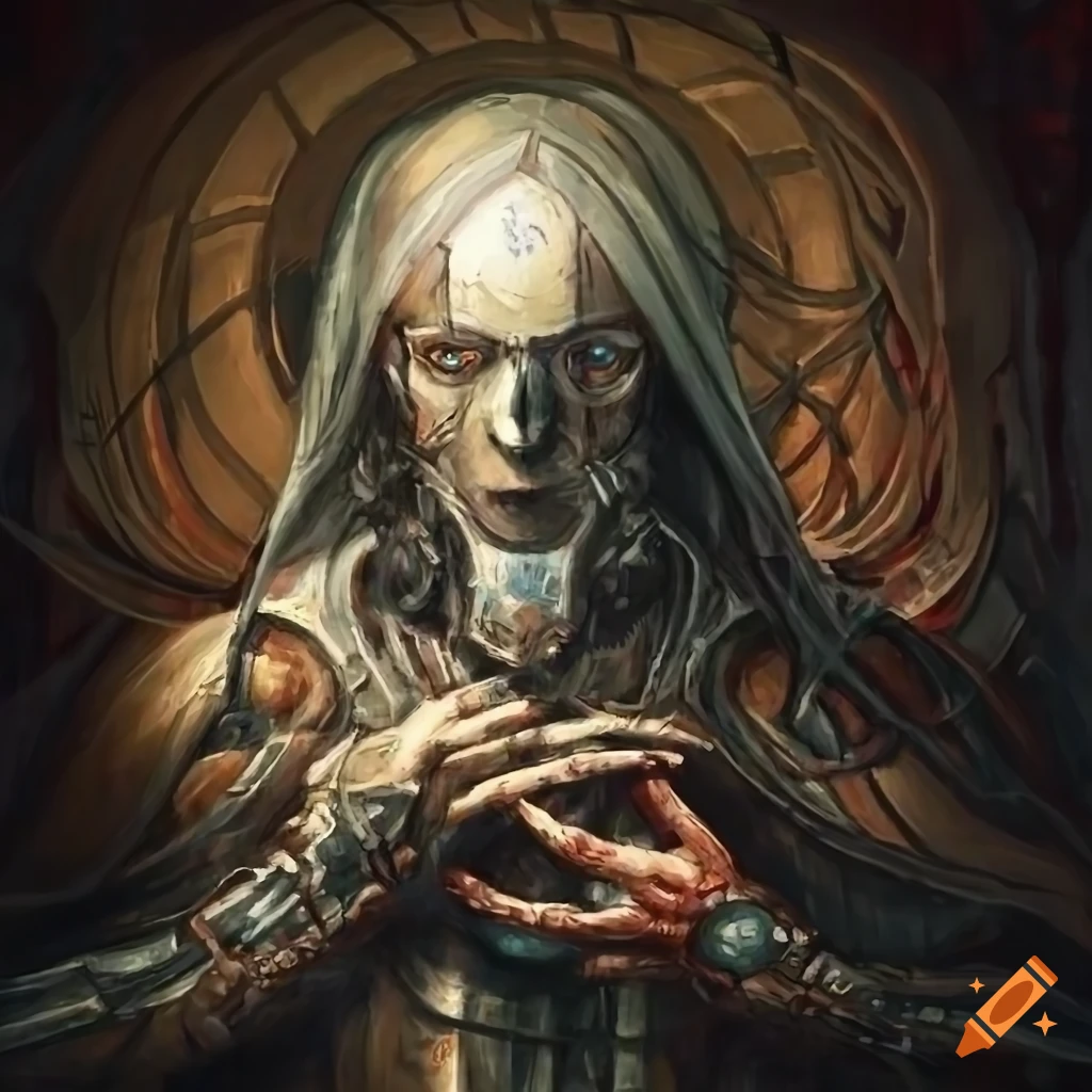 Cyberpunk-inspired renaissance painting of a robot god on Craiyon